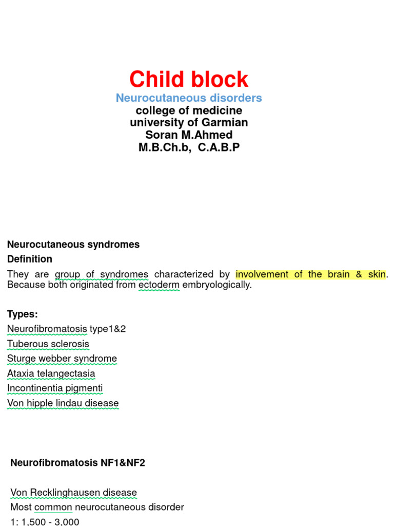 Neurocutaneous disorder | PDF | Nervous System | Diseases And Disorders