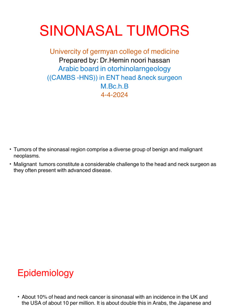 Sinonasal Tumours | PDF