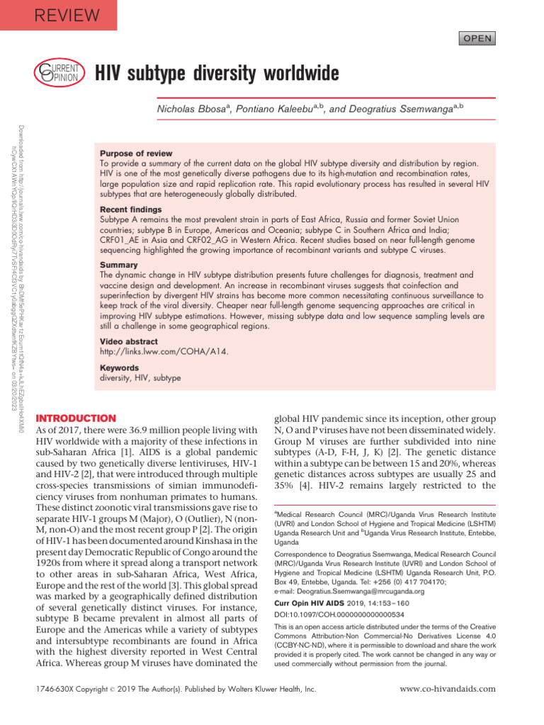 Global HIV Subtype Diversity Overview | PDF | Hiv | Hiv/Aids