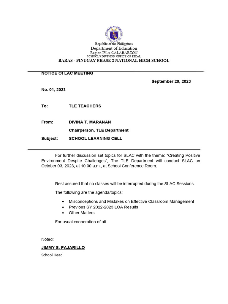 1st LAC Meeting - NOM-2023-2024 | PDF