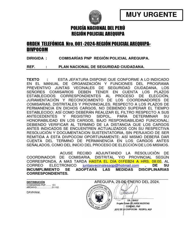 O.T. Regularizar Coordinadores JJVV 2024 | PDF