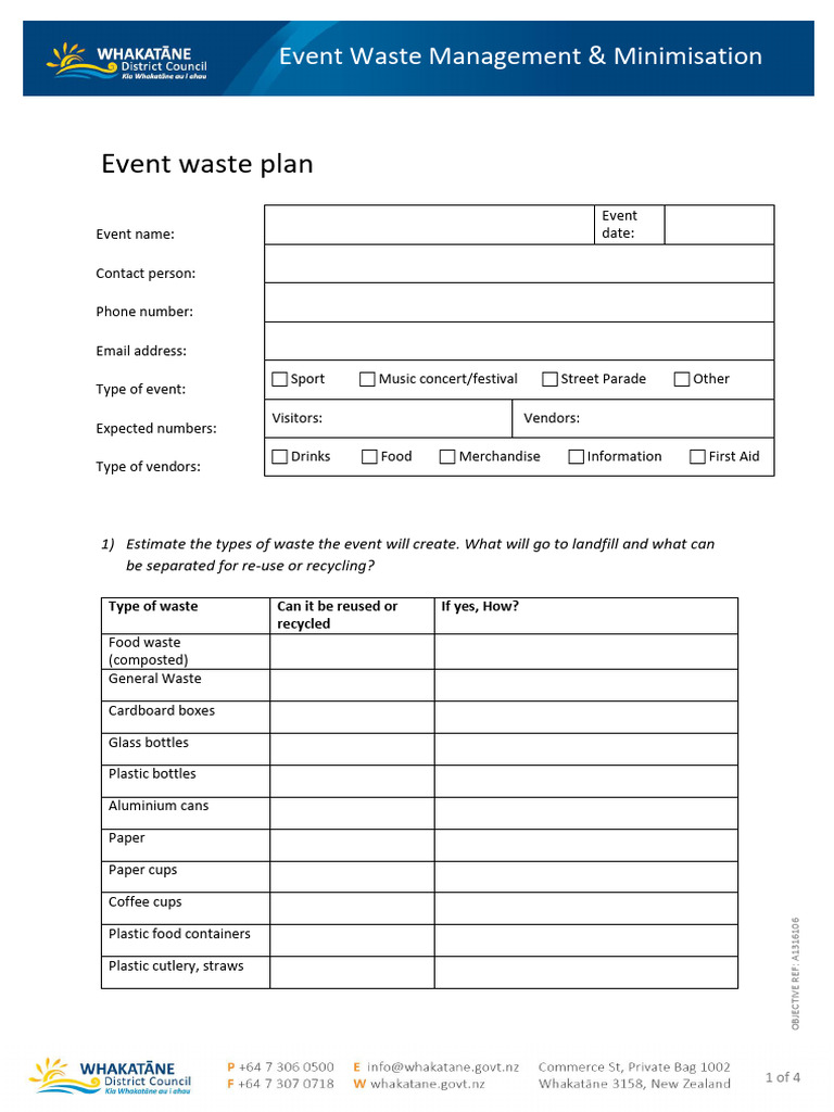 Event Waste Management Template | PDF | Recycling | Waste
