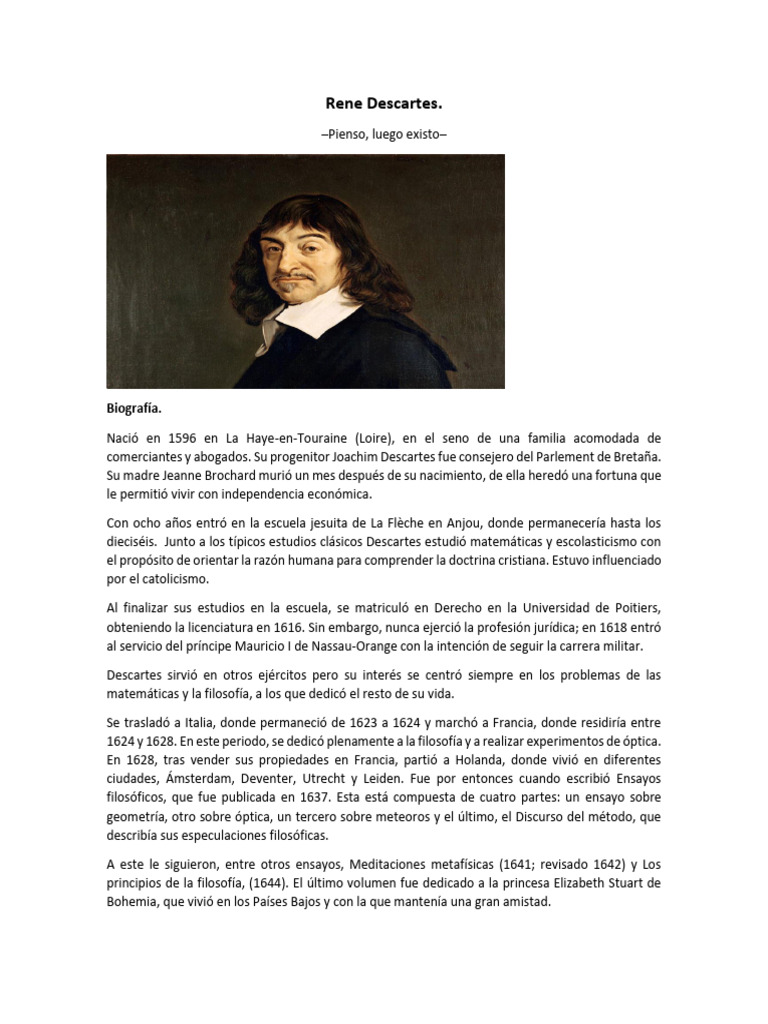 Biografía y legado de René Descartes | PDF | René Descartes