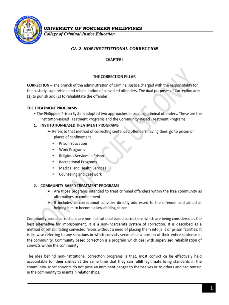 Non Institutional Correction | PDF | Probation | Parole