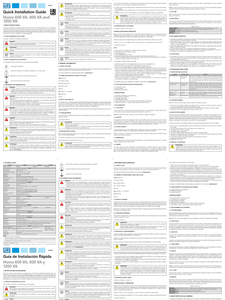 WEG Nobreak Home Guide Installation 10006069909 PT en Es | PDF | Ac Power Plugs And Sockets ...