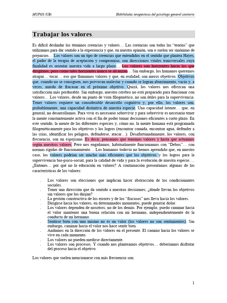 Valores vs. "Debos" en Psicología | PDF | Mente | Ciencias del comportamiento