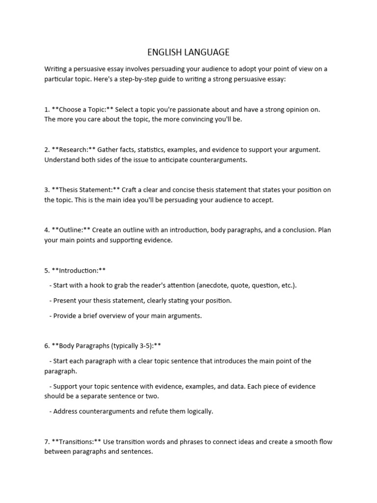 Writing a Persuasive Essay Guide | PDF | Essays | Argument