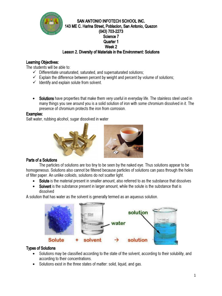 Solution | PDF | Solubility | Physical Chemistry