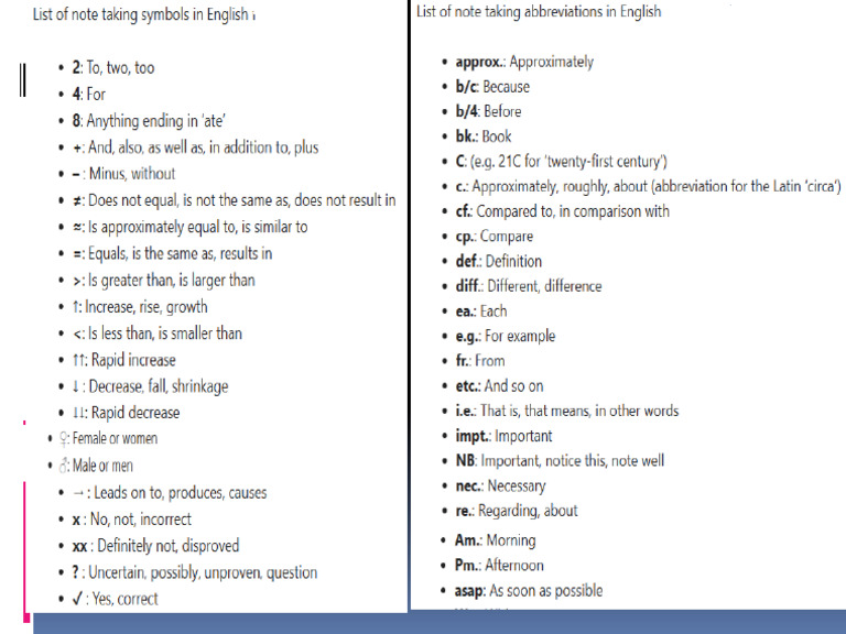 MTT1 Chapitre 2 Prise de Notes Abréviations Et Symboles 1 | PDF