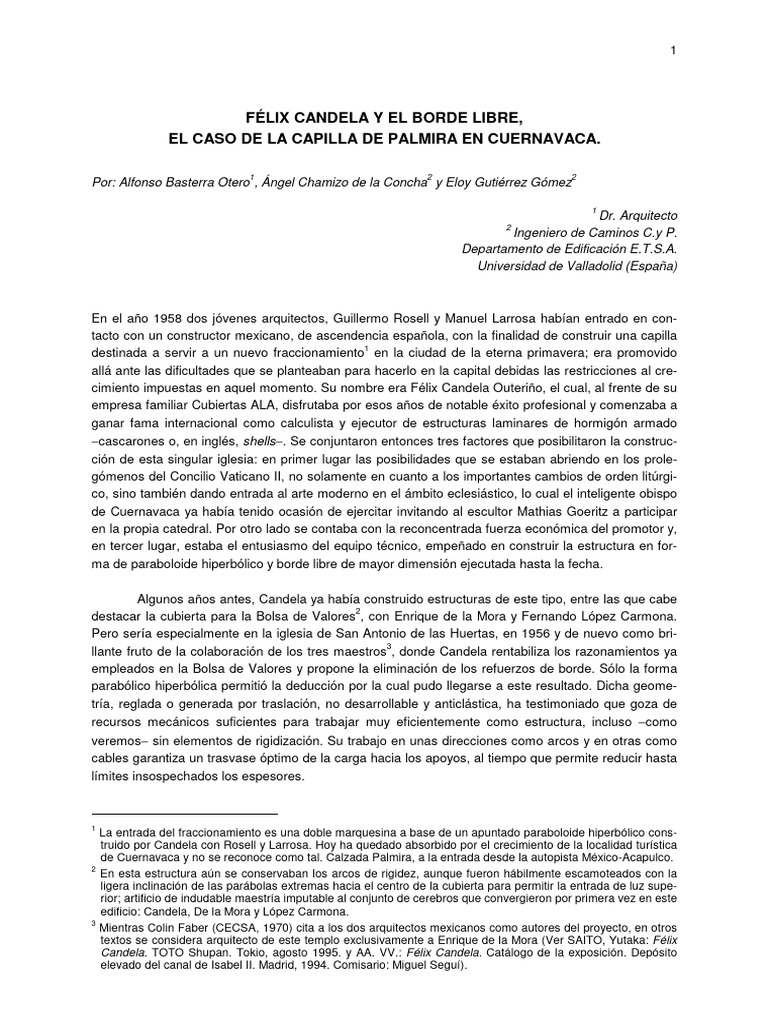 Felix Candela y El Borde Libre | PDF | Viga (Estructura) | Bóveda ...