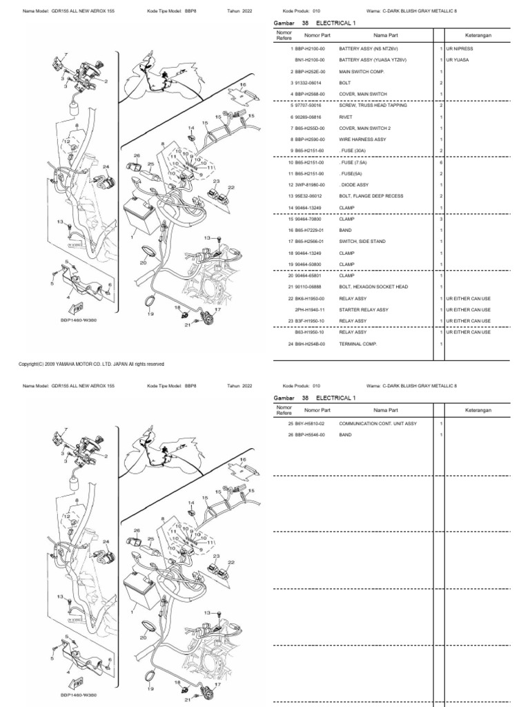 GDR155 All New Aerox 155 Connected Electrical 1 | PDF | Electrical ...
