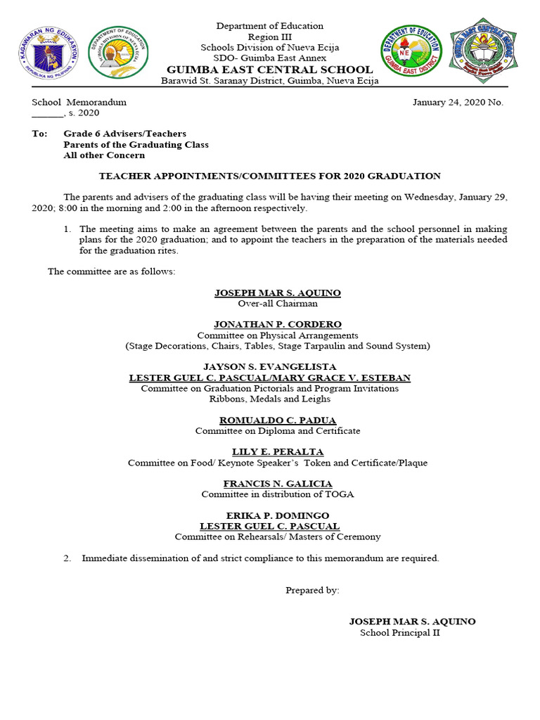 Graduation Memo | PDF