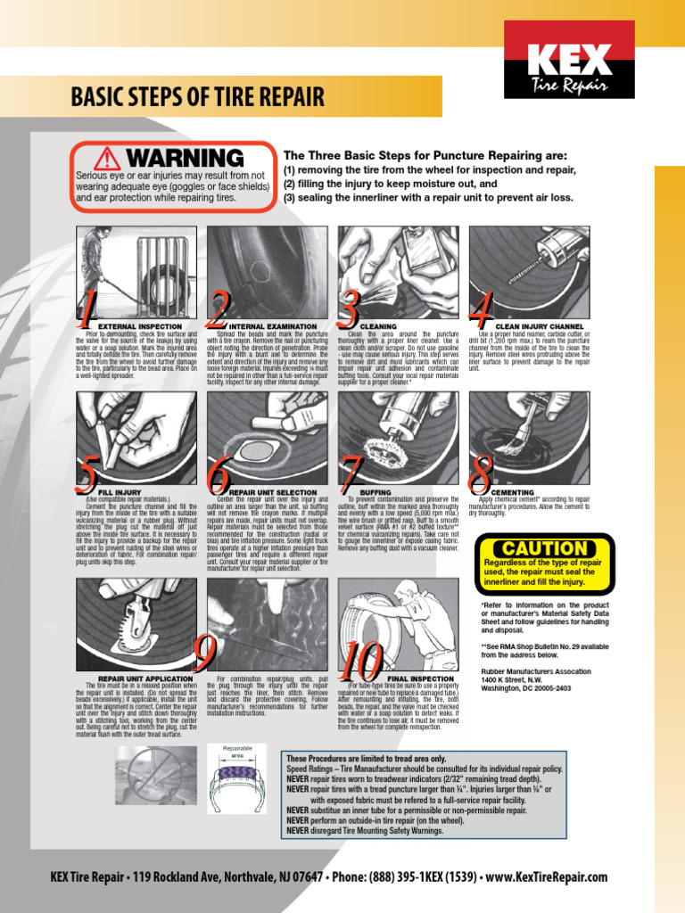 KEX Basic Steps of Tire Repair | PDF | Tire