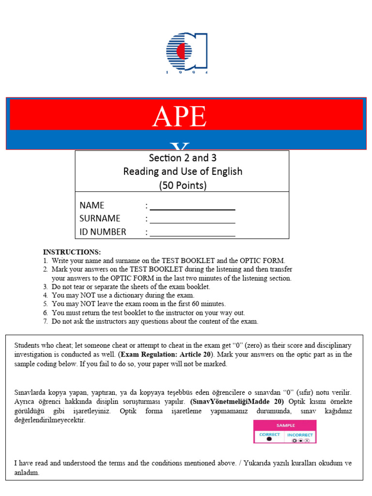 Sample Apex Section 2-3 (Reading-Use of English) | PDF | Spelling ...