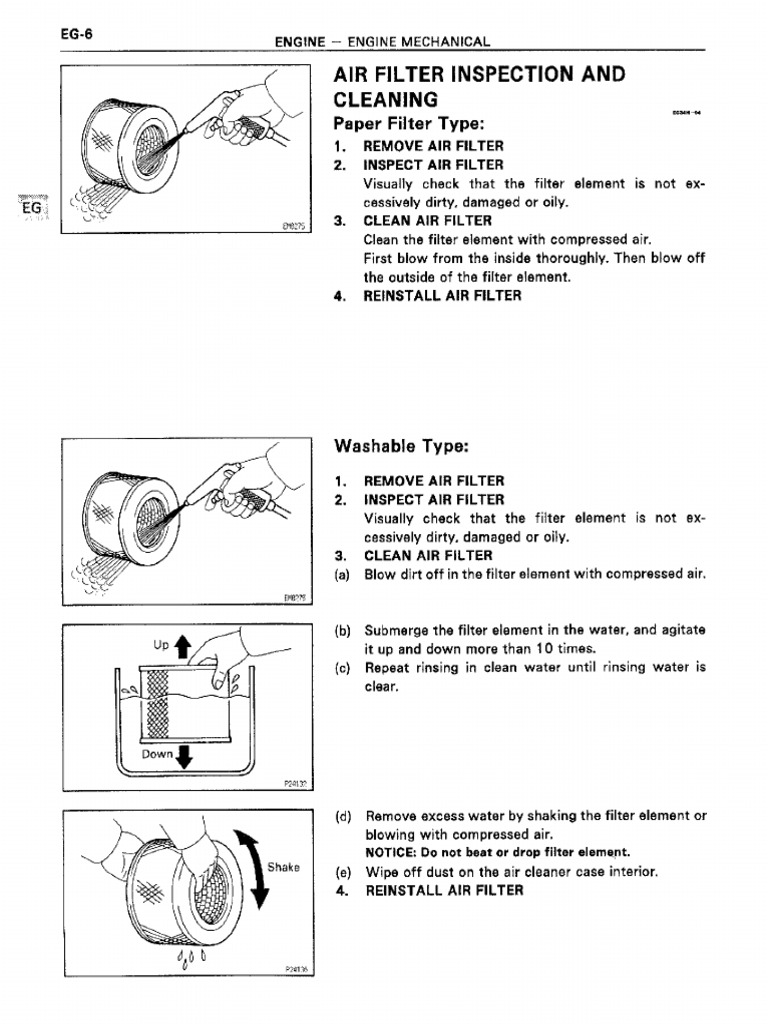 Air Filter Inspection and Cleaning | PDF