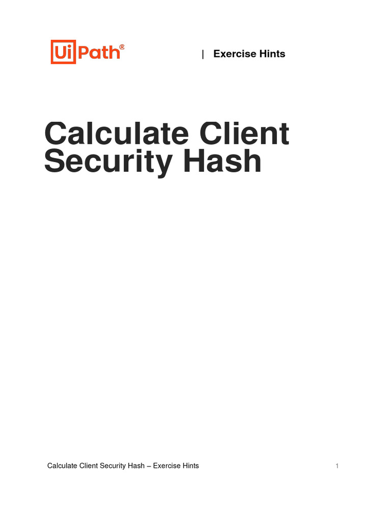Calculate Client Security Hash - Exercise Hints | PDF | Extensible Application Markup Language ...