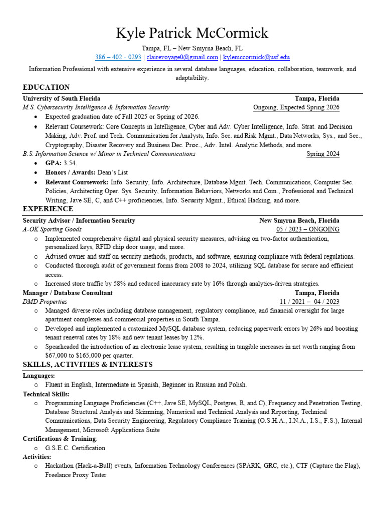 McCormick, K. - Preferred Resume / Curriculum Vitae | PDF | Computer Security | Security