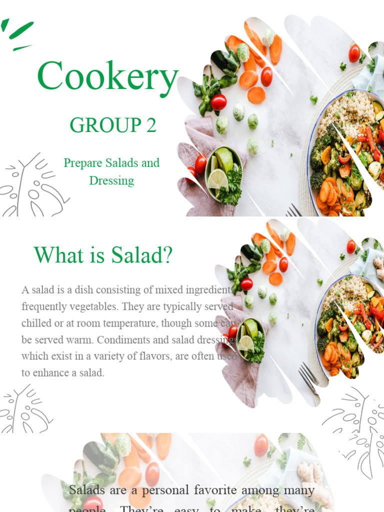 Salad Preparation and Techniques Guide | PDF | Salad | Mayonnaise
