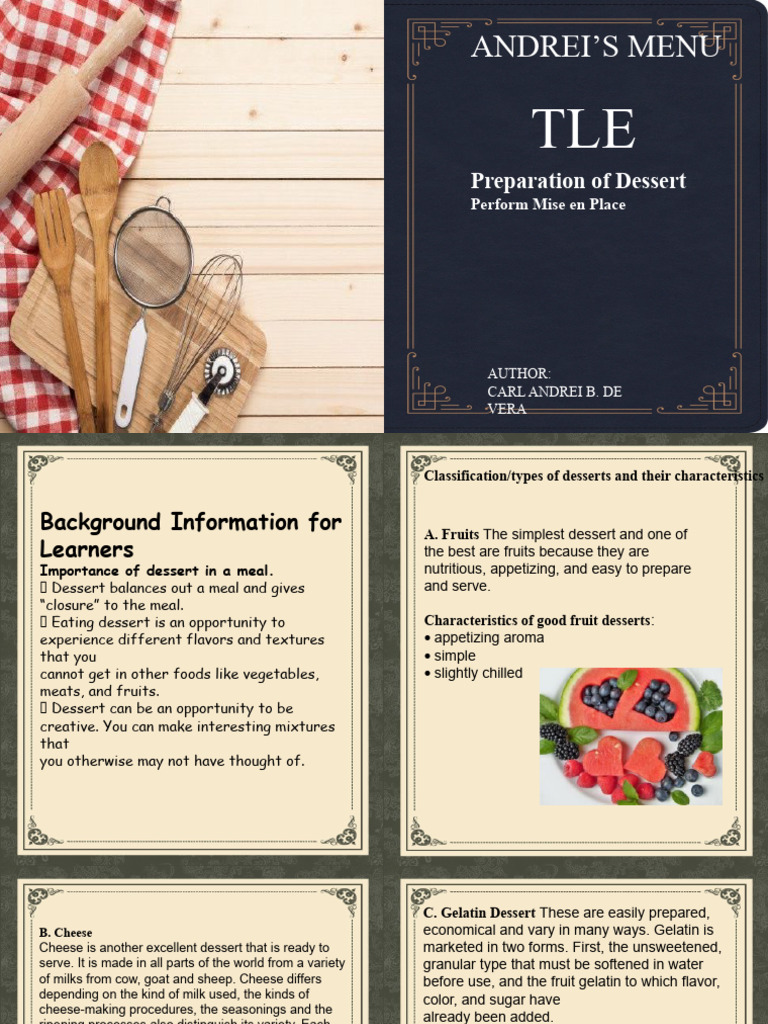 Preparation of Dessert 4th Quarter Tle | PDF | Pudding | Desserts