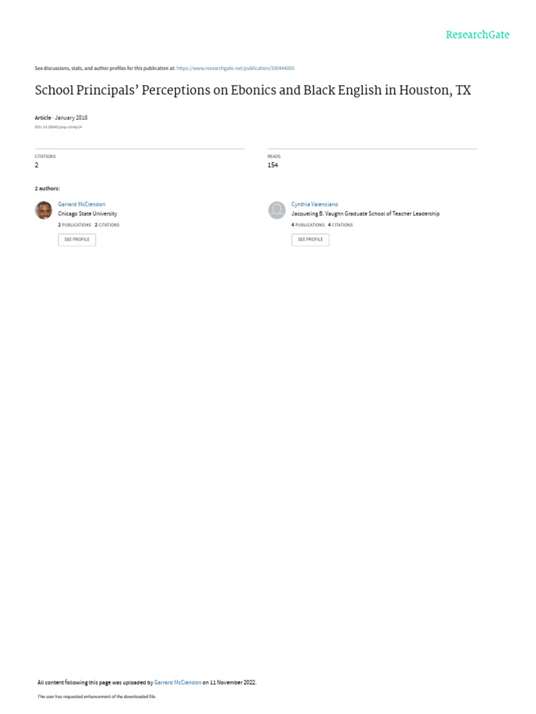 Principals' Views on Ebonics in Houston | PDF | Linguistics | Human ...