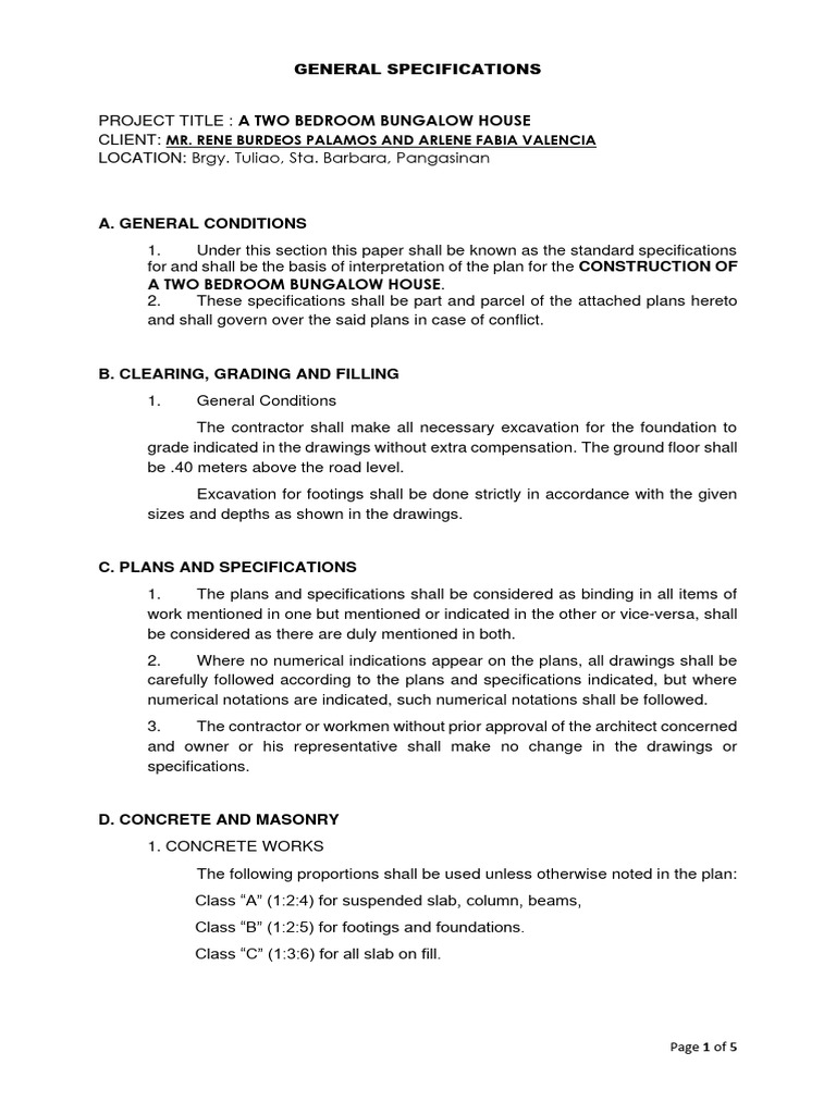 General Specification | PDF | Concrete | Materials