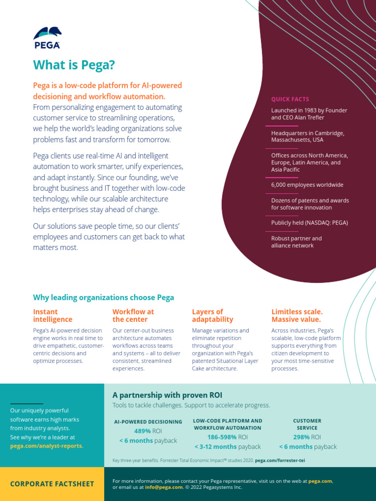 Pega-Corporate-Factshseet-2022 | PDF | Artificial Intelligence | Intelligence (AI) & Semantics