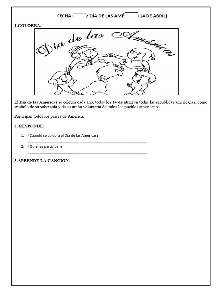 Ficha Dia de Las Americas | PDF