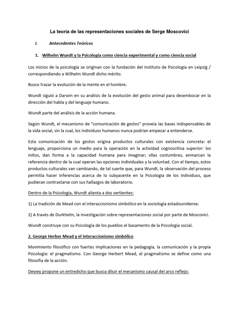 La Teoría de Las Representaciones Sociales de Serge Moscovici | PDF ...