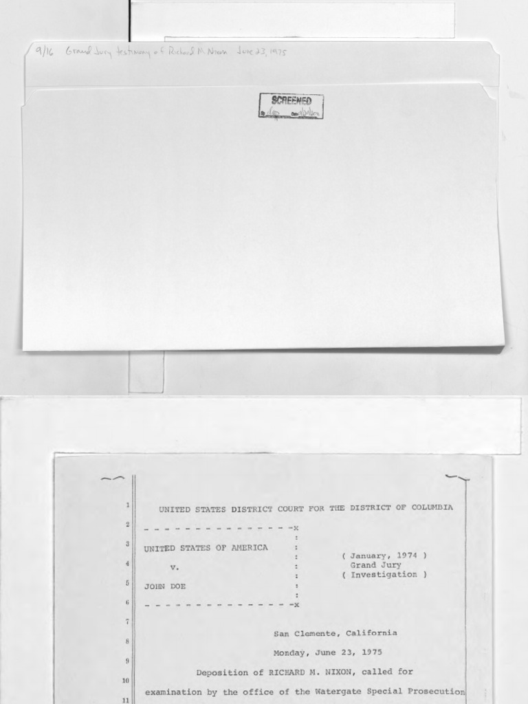 Folder 9/16: Transcripts of President Nixon's Grand Jury Testimony ...