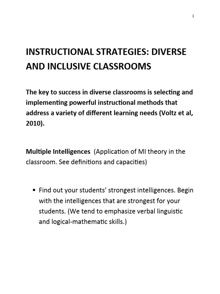 Instructional Strategies (Diversity) | PDF | Cognition | Learning