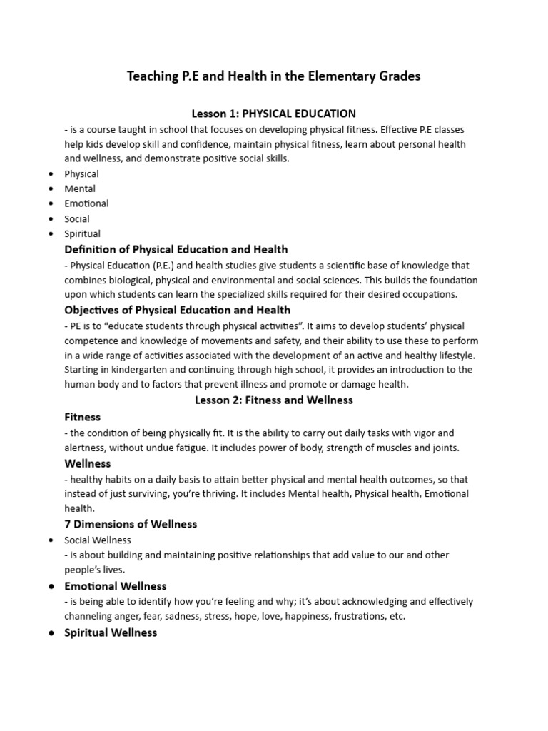 MSC16 Lesson Prelim | PDF | Physical Education | Physical Fitness