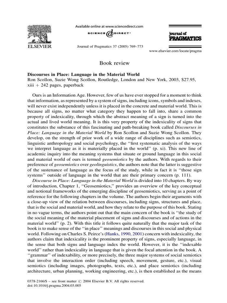 Geosemiotics: Language in Context Review | PDF | Semiotics | Discourse