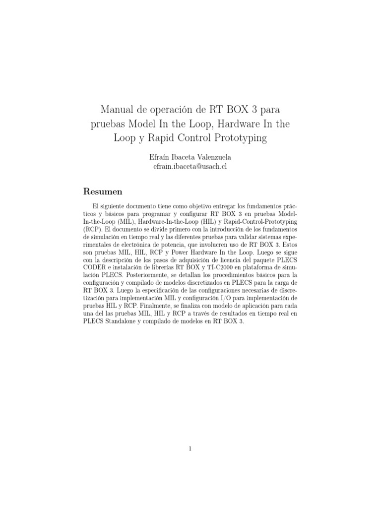Manual de RT BOX 3 para Pruebas HIL y MIL | PDF | Microcontrolador ...