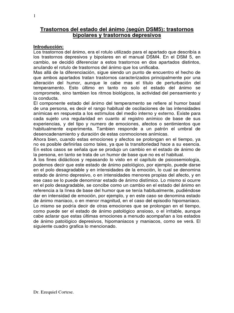 Trastornos Depresivos y Bipolares DSM5 2020 PDF | PDF | Depresión (estado de ánimo) | Trastorno ...