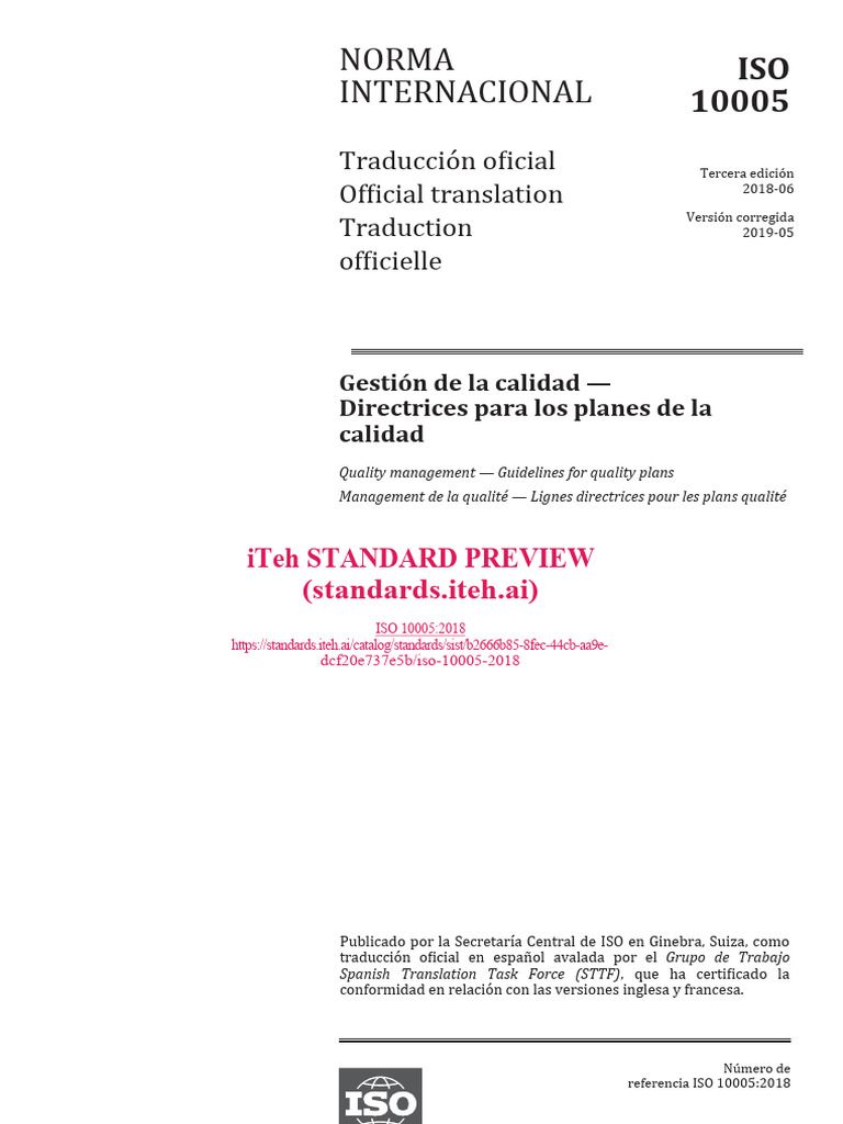 Iso 10005 2018 | PDF | Calidad (comercial) | Organización internacional para la estandarización
