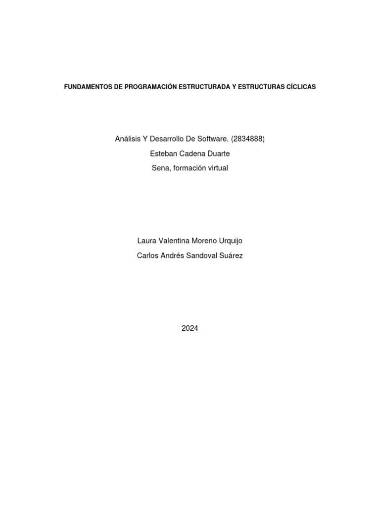 Fundamentos De Programación Estructurada Y Estructuras Cíclicas Pdf Algoritmos