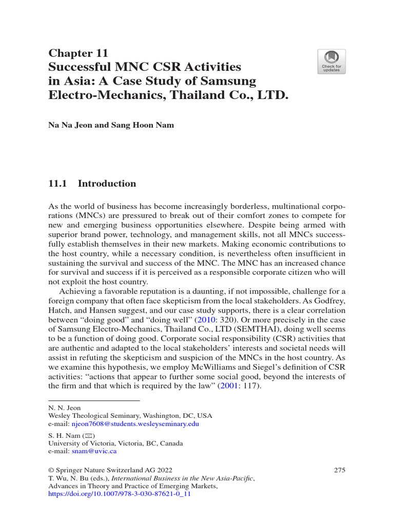 CSR Success of Samsung in Thailand | PDF | Corporate Social ...