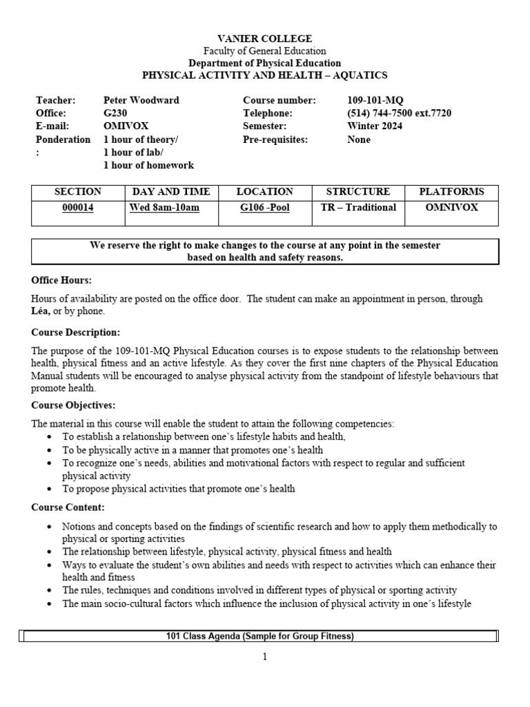 101_Aquatics_Wed | PDF | Educational Assessment | Physical Education