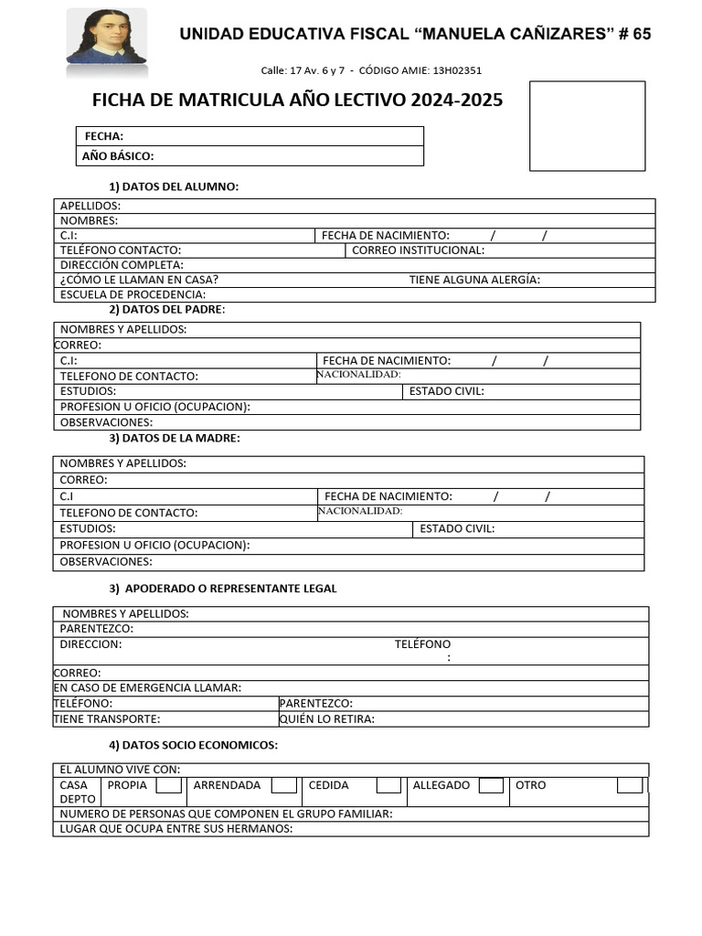 FICHA-DE-MATRICULA-2024 | PDF
