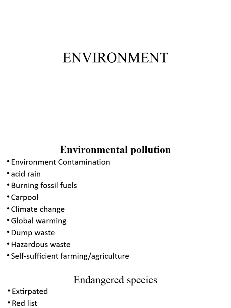 Environment Vocabulary | PDF | Waste | Pollution