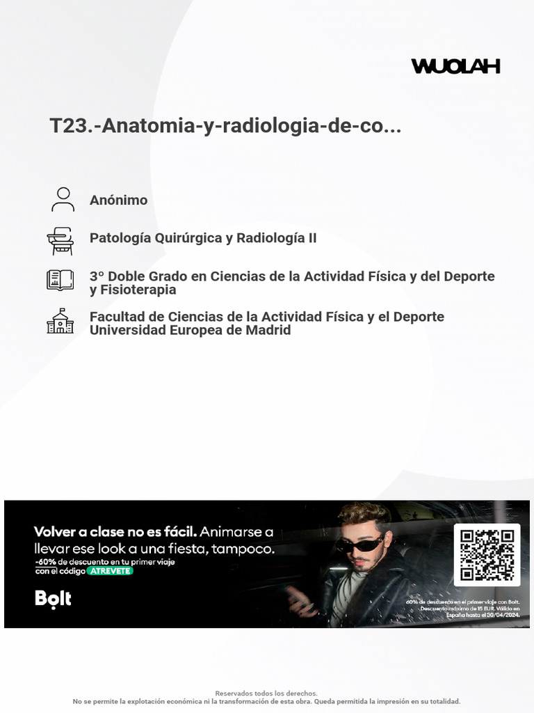 Wuolah Free T23. Anatomia y Radiologia de Codo y Antebrazo | PDF | Codo | Extremidades (anatomía)