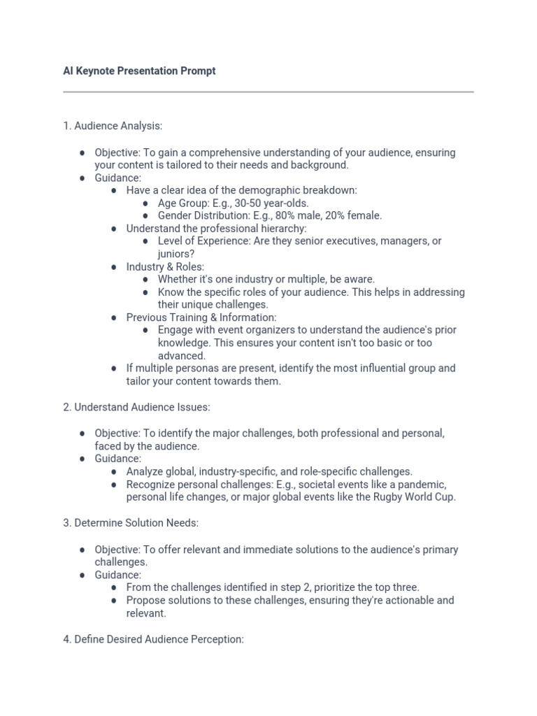 07-AI Keynote Presentation Prompt | Download Free PDF | Experience | Idea