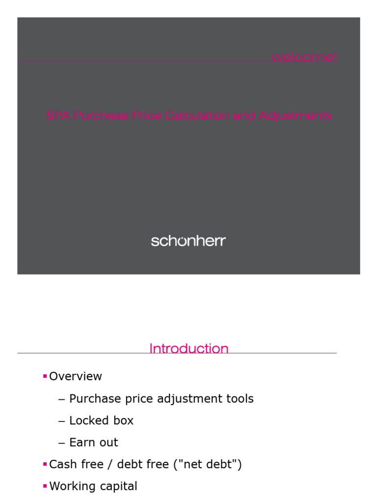 SPA Purchase Price Calculation Guide | PDF | Valuation (Finance) | Debt