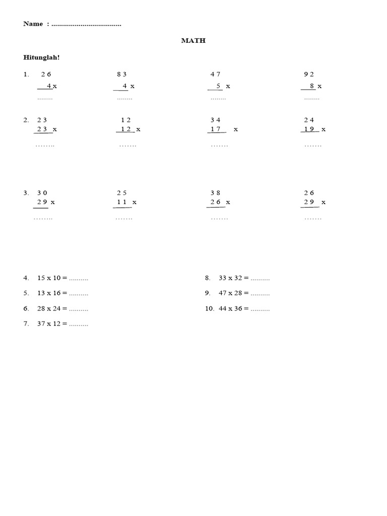 MATH Perkalian Susun | PDF