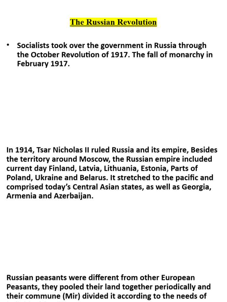 Russian Revolution 1917 Overview | PDF | Russian Revolution | Russian ...