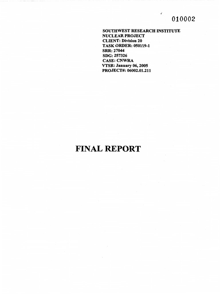 SwRI Nuclear Project Final Report | PDF | Metals | Metallic Elements