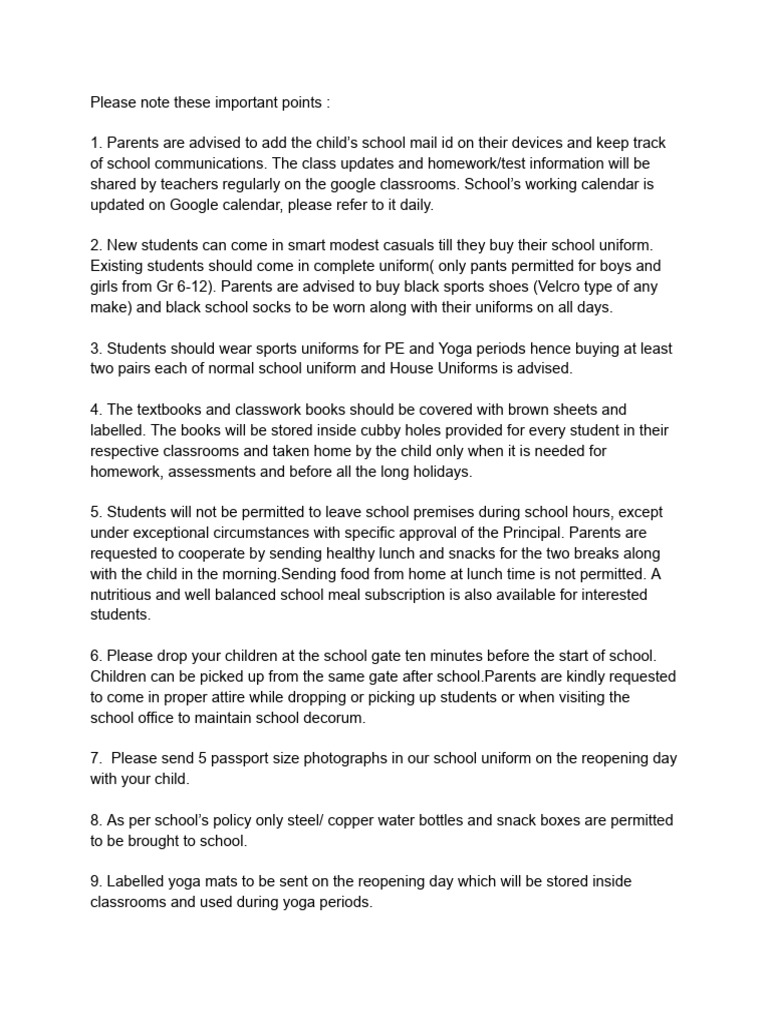 Important Points Grades 6-12 | PDF | Career & Growth | Wellness