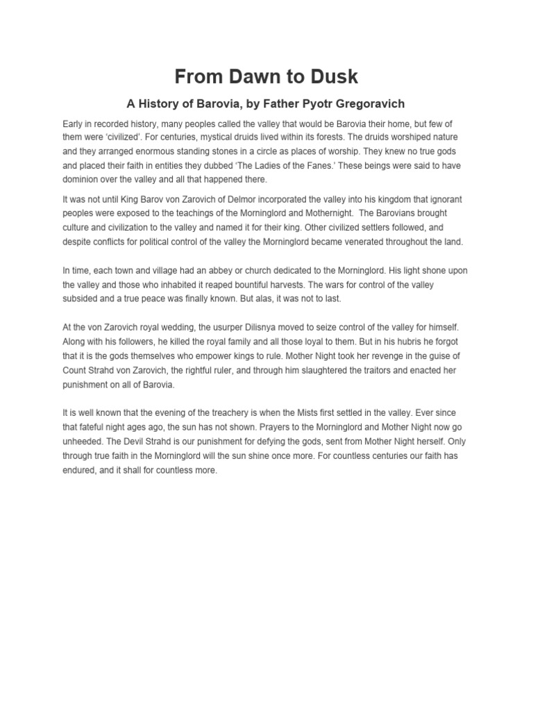 History of Barovia: From Druids to Strahd | PDF