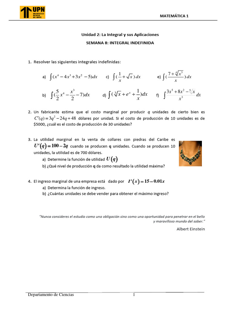 HT8 - Integral Indefinida - TEORIAS | PDF | Integral | Economias
