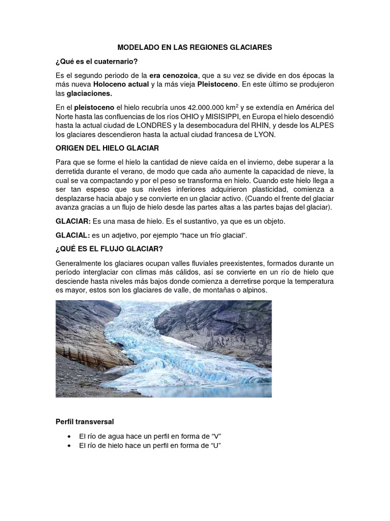 Modelado Glaciar: Formación y Erosión | PDF | glaciar | Valle